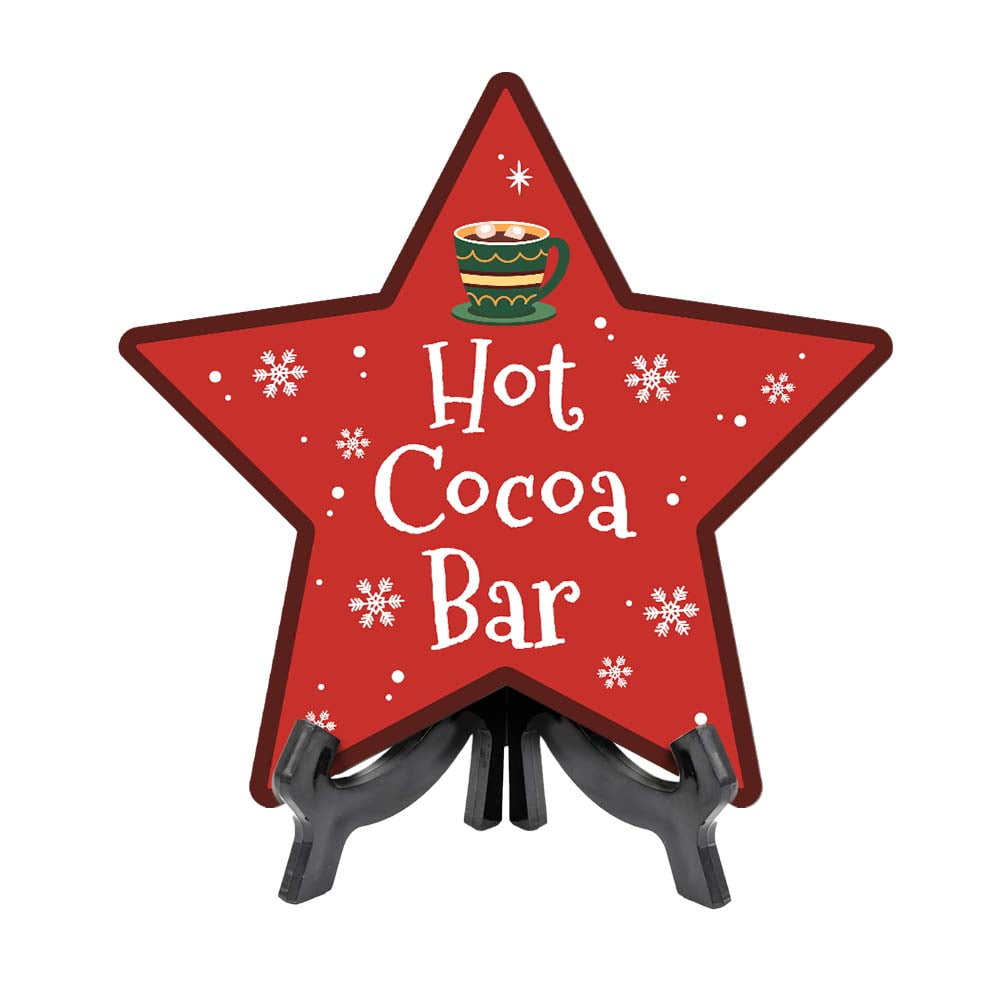 Hot Cocoa Bar Star Shape Table Sign With Acrylic Stand (6” x 5.75 ...