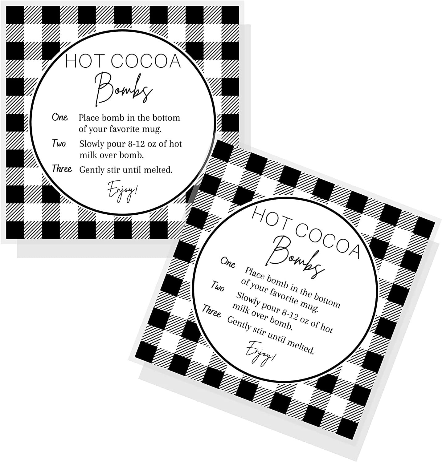 Hot Cocoa Bomb Instruction Cards 30 Pack 2.5 x 2.5" inches Square Card ...
