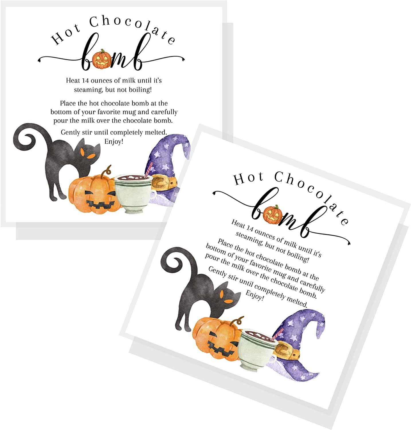 Hot Cocoa Bomb Instruction Cards 50 Pack 2.5 x 2.5" inches Square Card ...