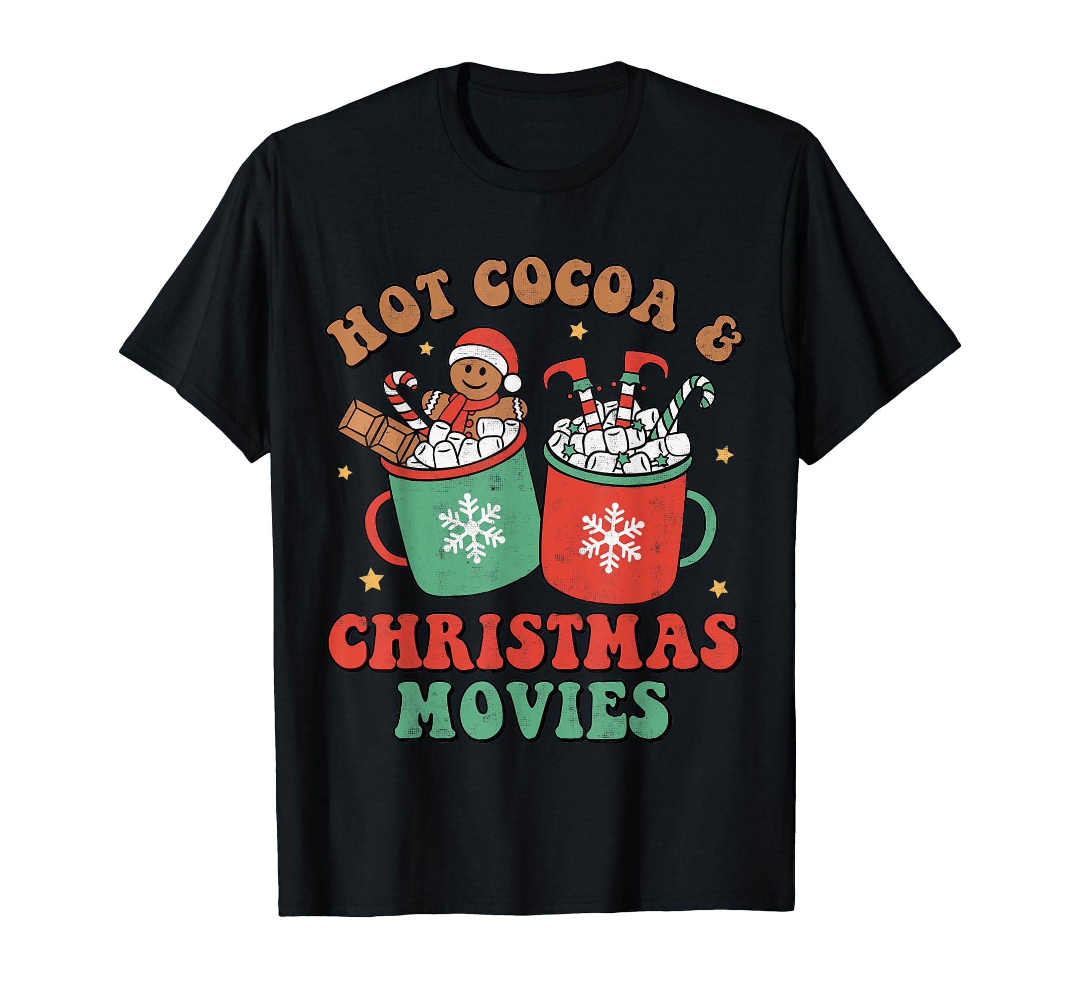 Hot Cocoa & Christmas Movies Gingerbread Man Xmas T-Shirt - Walmart.com