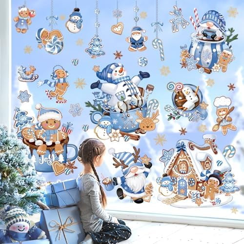 Hot Cocoa Gingerbread Man Window Clings Winter Gnome Snowman Christmas ...