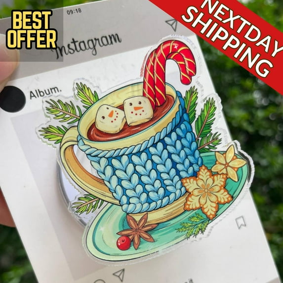 Hot Cocoa MagSafe Phone Grip – Cozy Christmas Mug with Marshmallows ...