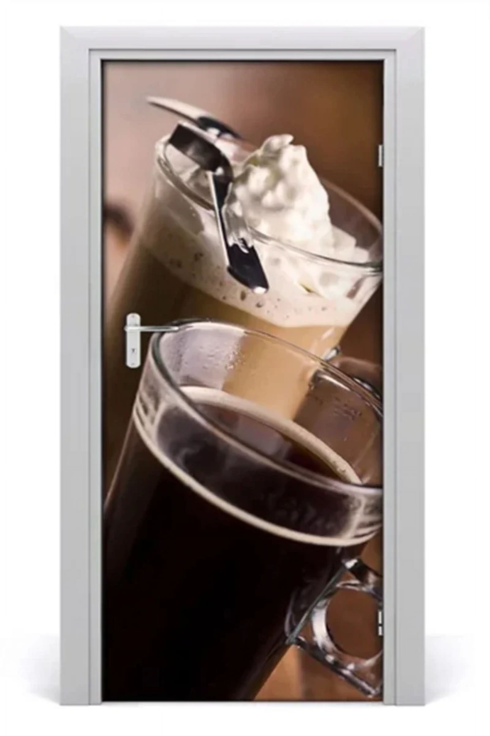 Hot Coffee Drink Theme Door Wallpaper Sticker Beans Stickers Self ...