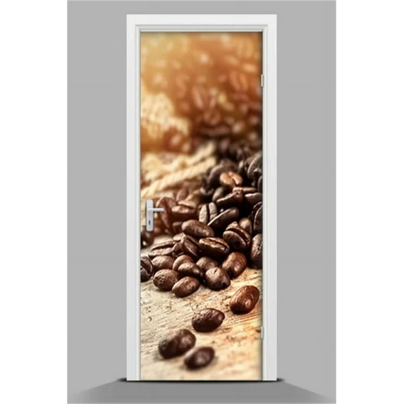 Hot Coffee Drink Theme Door Wallpaper Sticker Beans Stickers Self ...