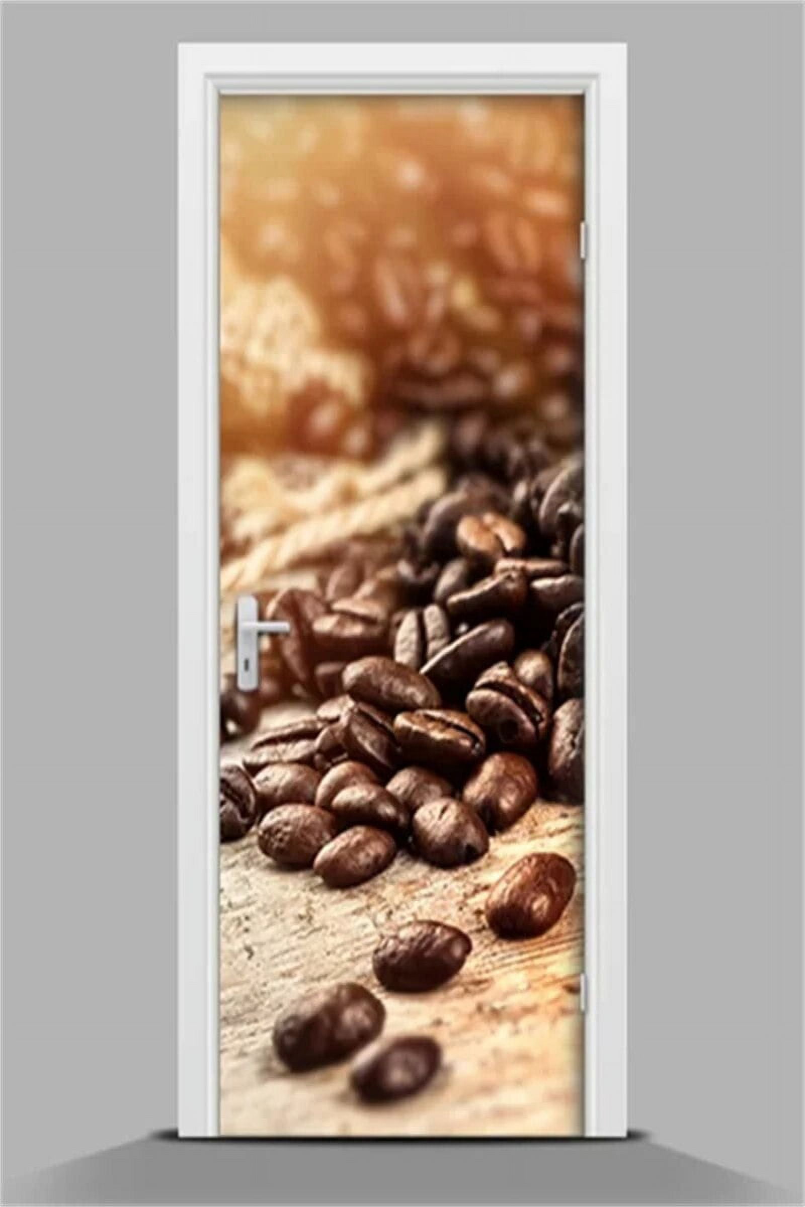 Hot Coffee Drink Theme Door Wallpaper Sticker Coffee Beans Door ...