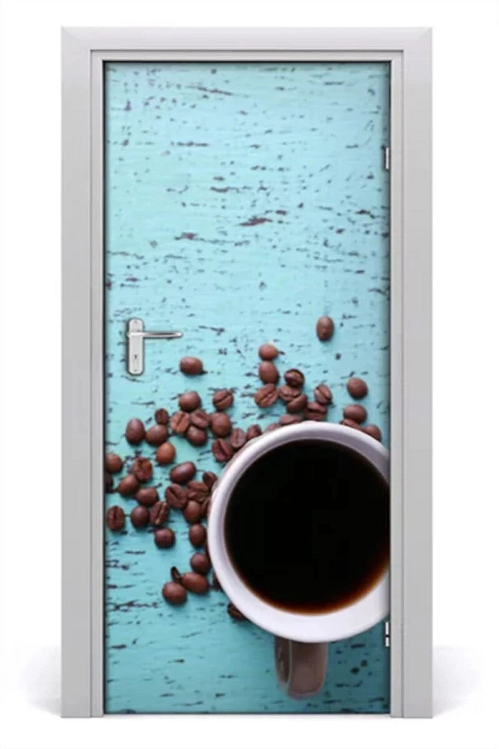 Hot Coffee Drink Theme Door Wallpaper Sticker Coffee Beans Door ...