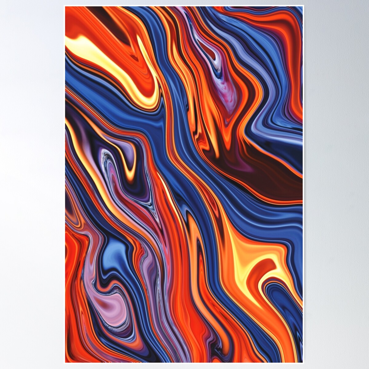 Hot & Cold Abstract Fluid Poster Wall Art, Modern Wall Decor For Living ...