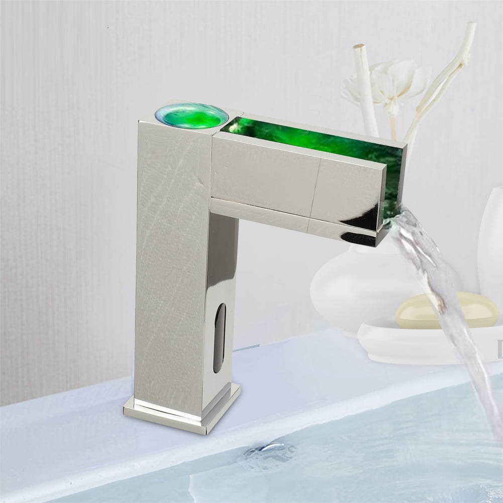 Hot Cold Automatic Washbasin Faucets 3 Color Sensor Led Light Faucet ...