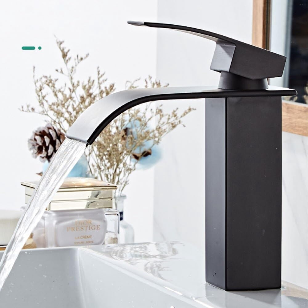 Hot Cold Basin Faucet Single Lever Brass Sink Faucet Bathroom Waterfall ...