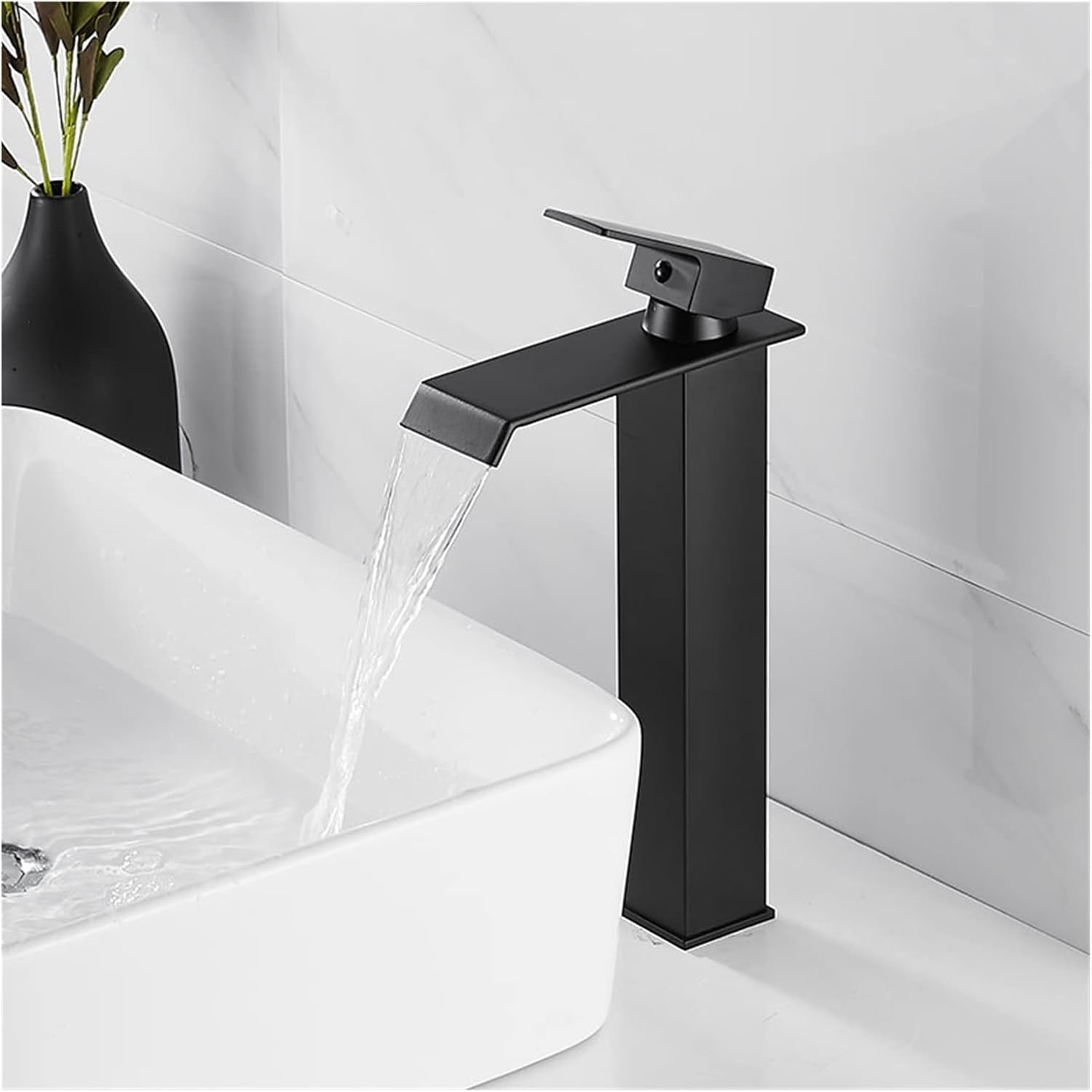 Hot Cold Basin Faucet Waterfall Bathroom Vanity Sink Faucet Single ...