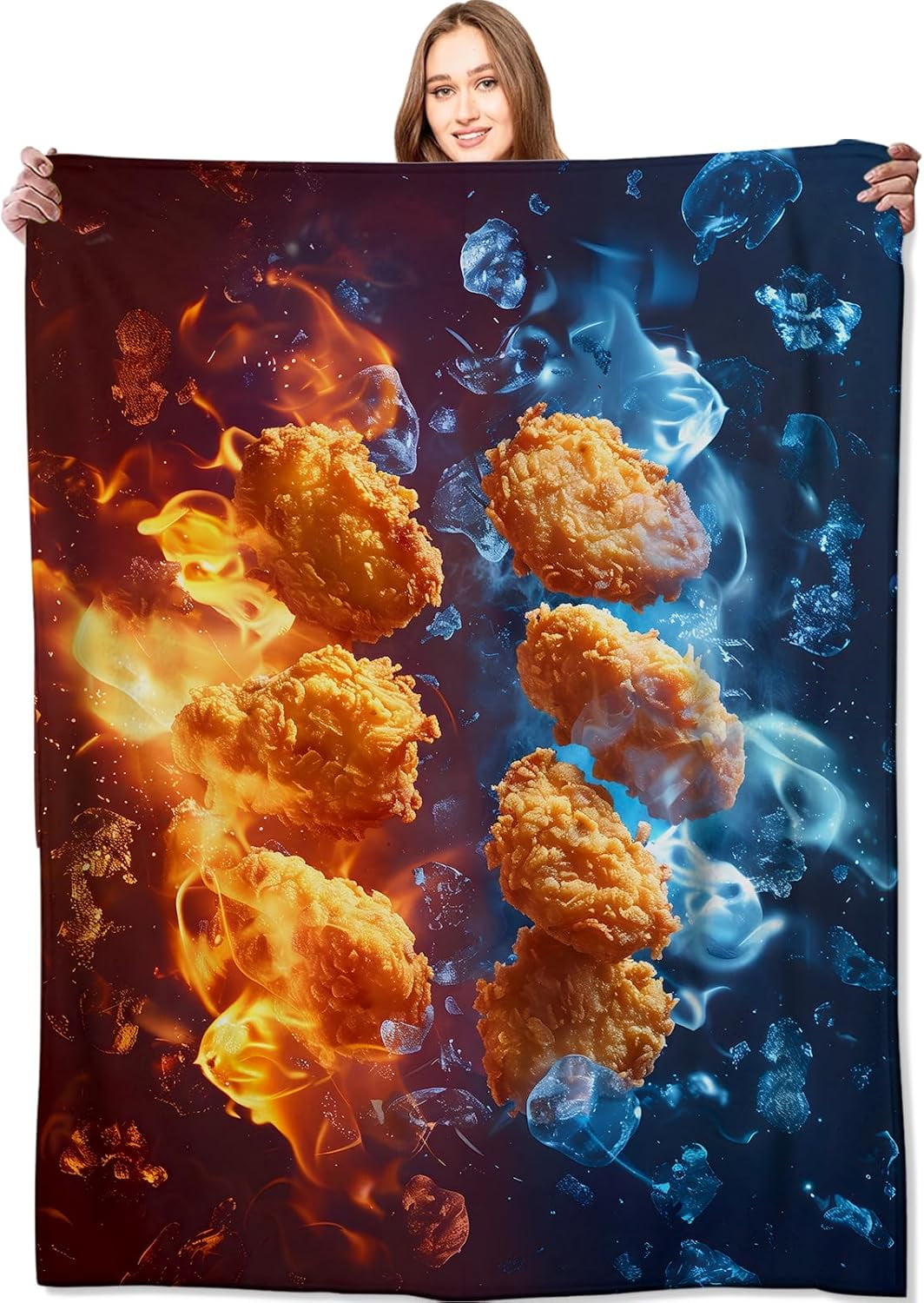 Hot and Cold Fried Chicken Nugget Blanket Dynamic Fire and Ice Throw ...