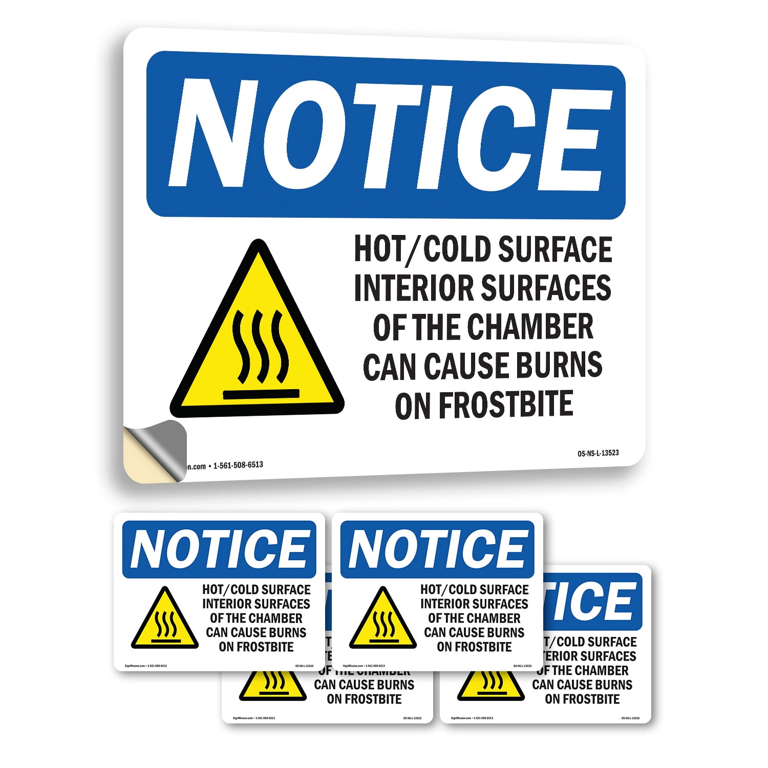 Hot Cold Surface Interior Surfaces With Symbol OSHA Notice Vinyl Decal ...