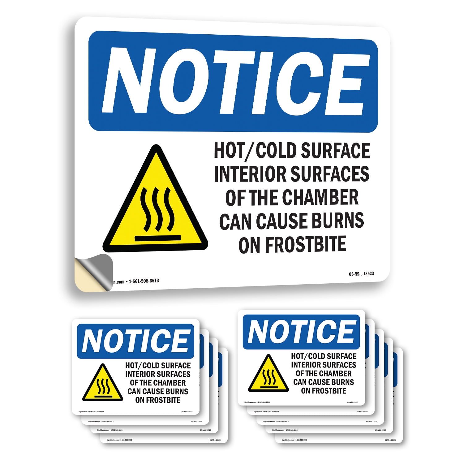 Hot Cold Surface Interior Surfaces With Symbol OSHA Notice Vinyl Decal ...