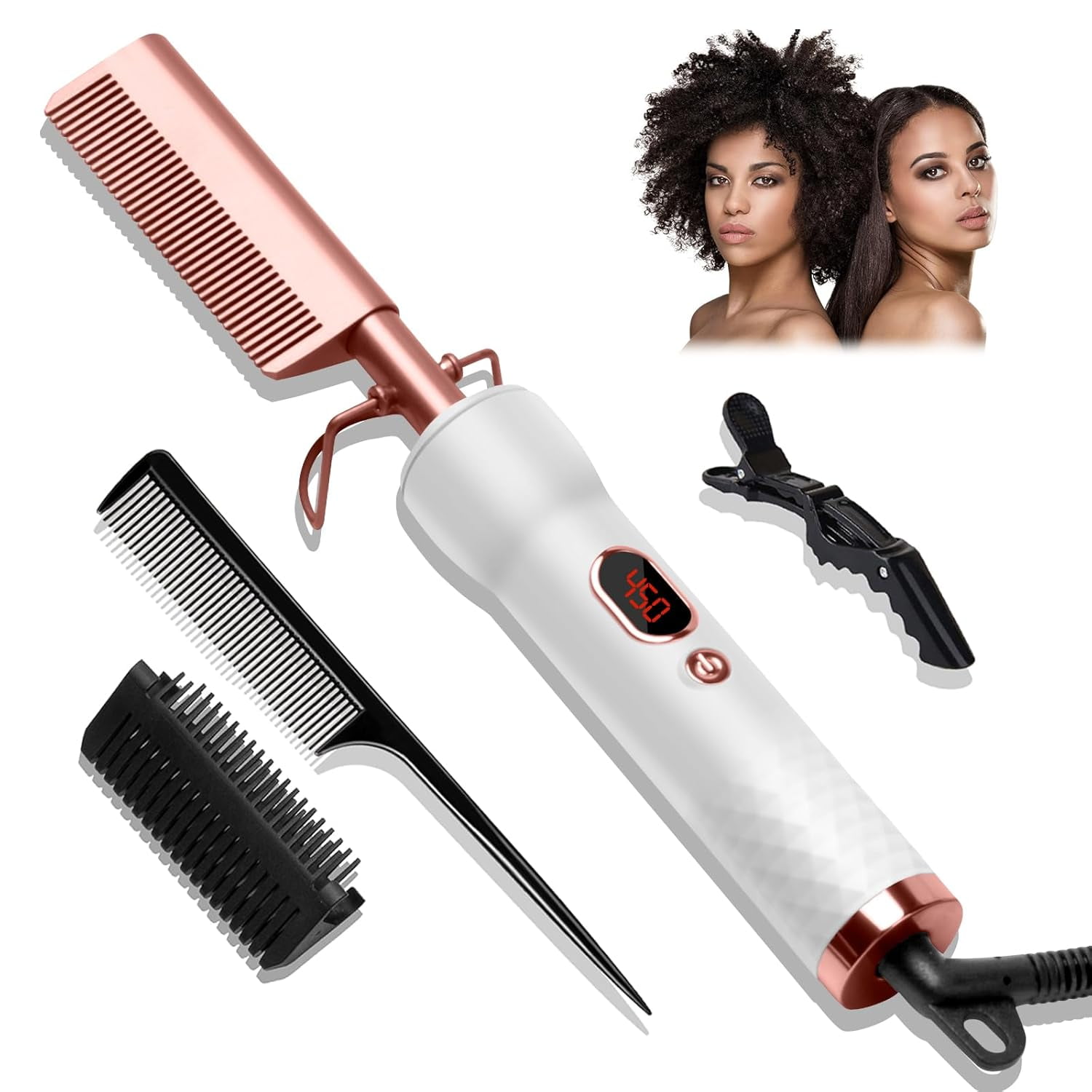 Hot Comb,Electric Hot Comb for Wigs Human Hair with 12 Temp Settings ...
