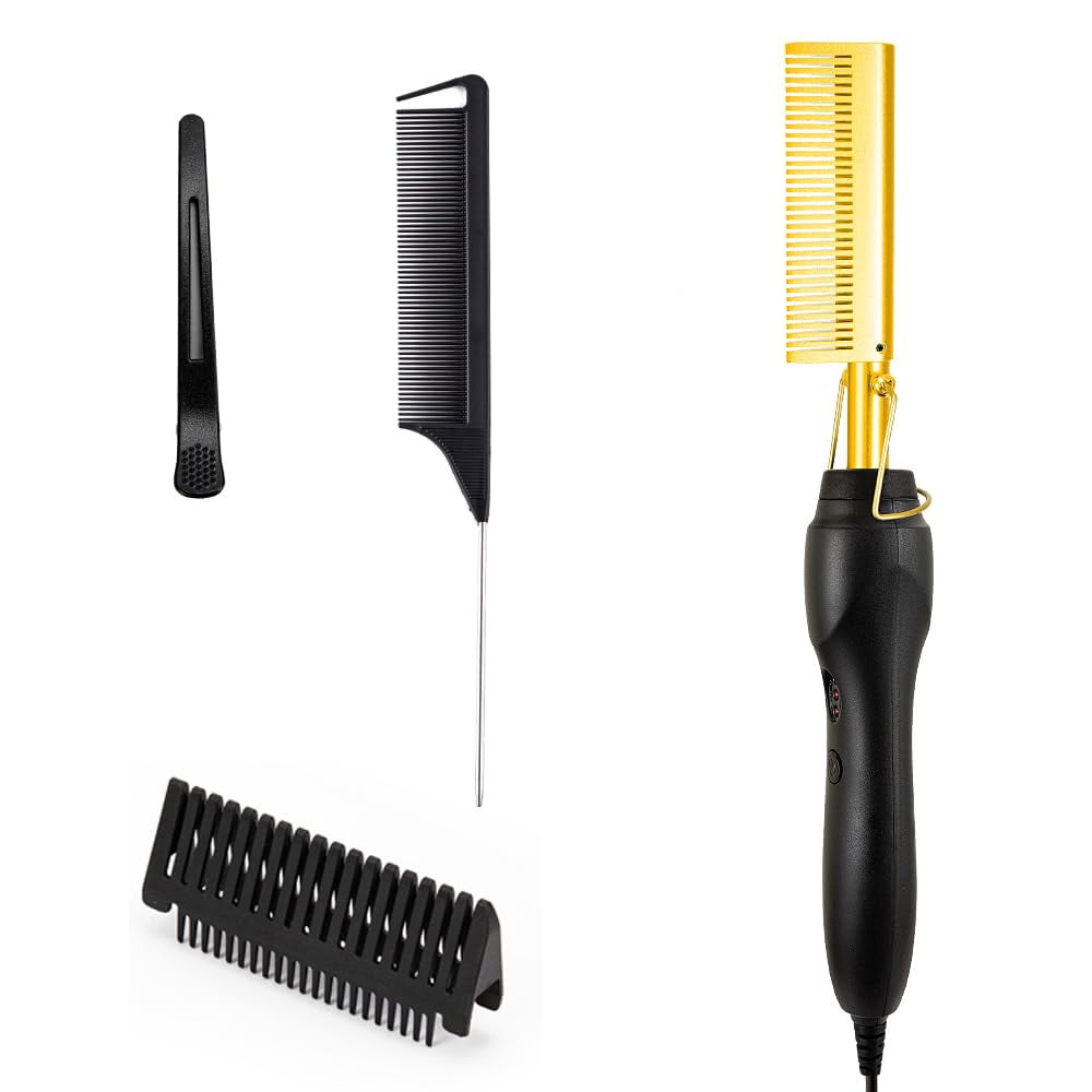 Electric Hot Comb Hair Straightener - Heat Pressing Comb Portable ...
