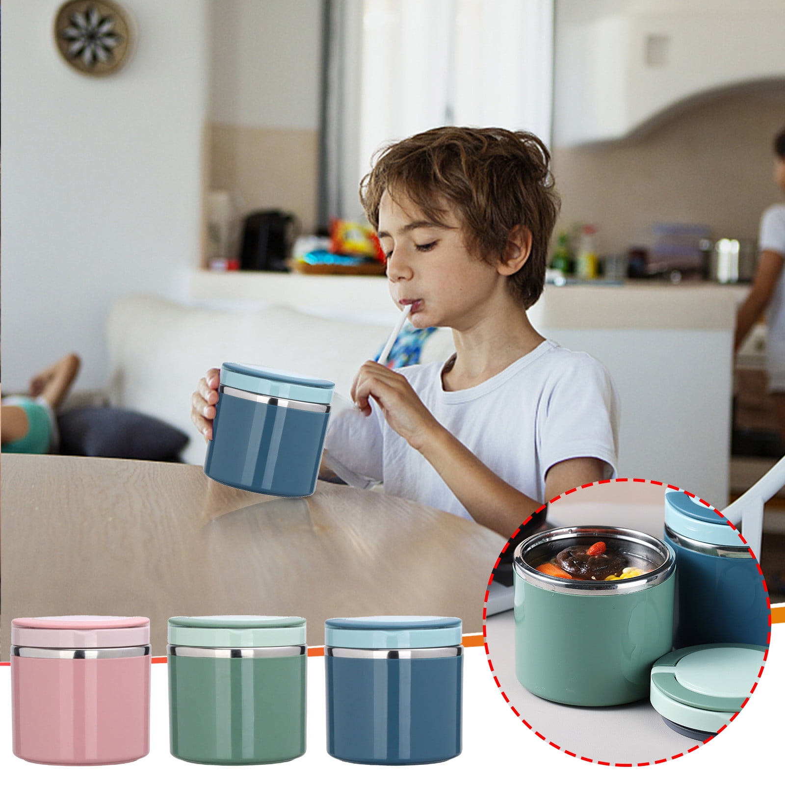 Hot Container With Handle, 630ml Stainless Steel Food Heating Container ...