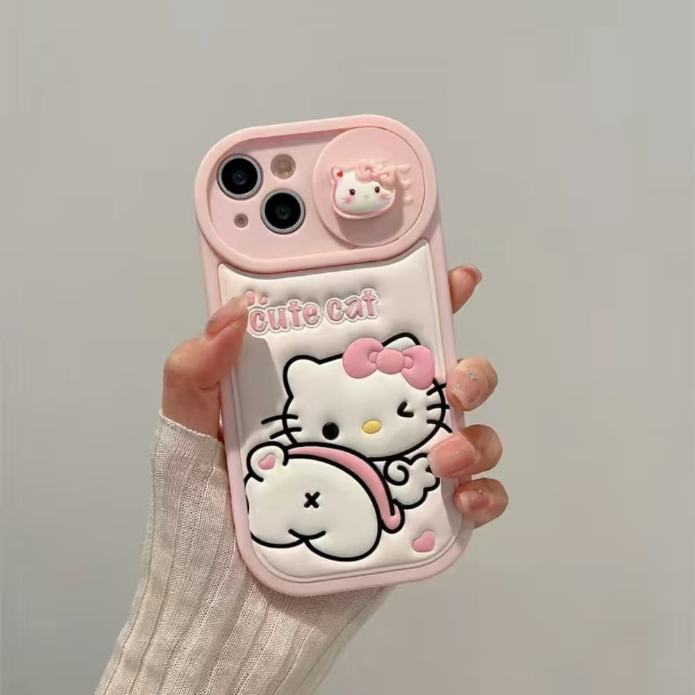 Hot Cute Cartoon Hello Kitty Sliding Door Camera Protector Phone Case ...