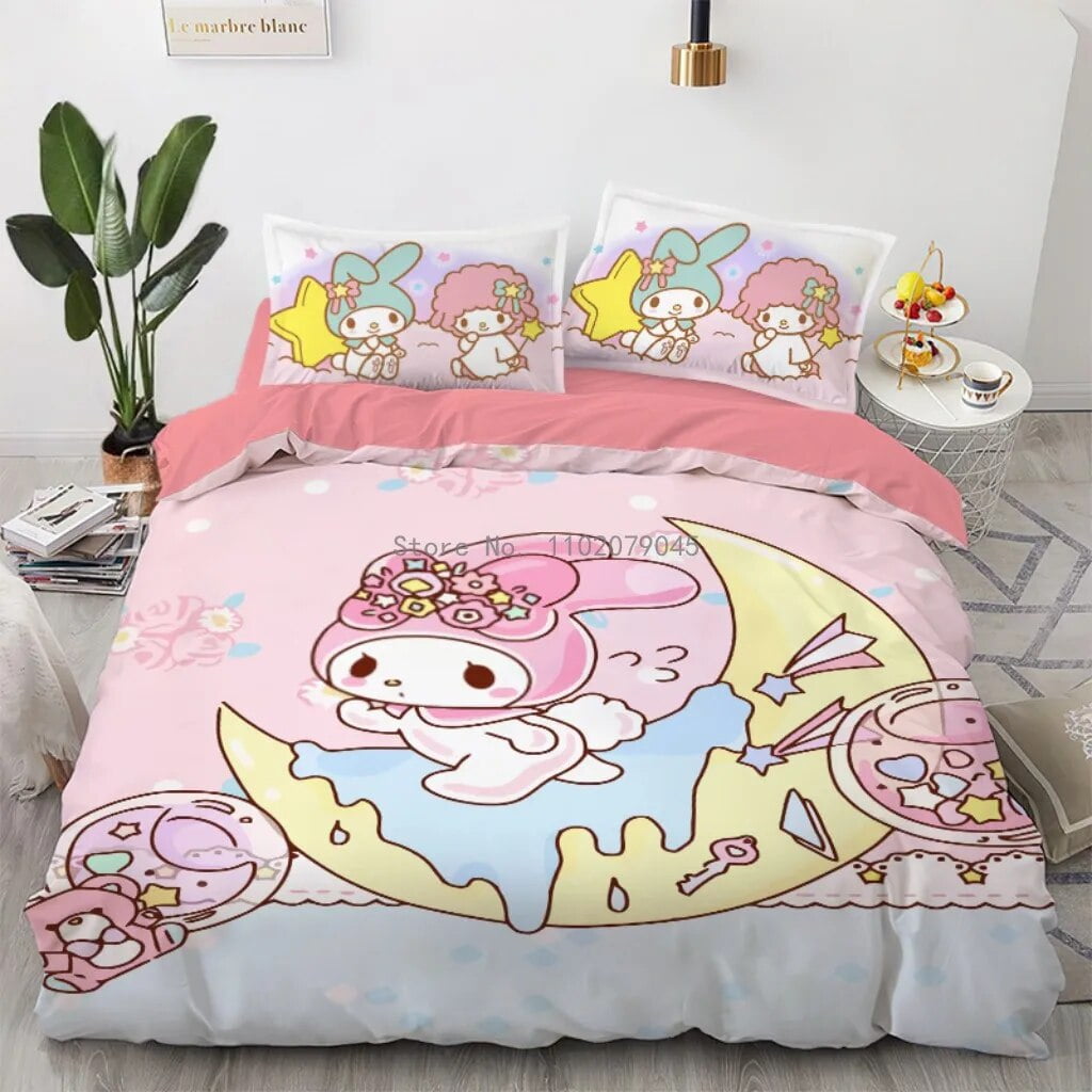 Hot Cute Kawaii My Melody Bedding Set Size Quilt Duvet Cover for Kids ...