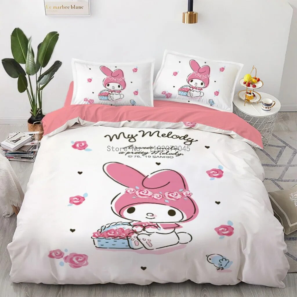 Hot Cute Kawaii My Melody Bedding Set Size Quilt Duvet Cover for Kids ...