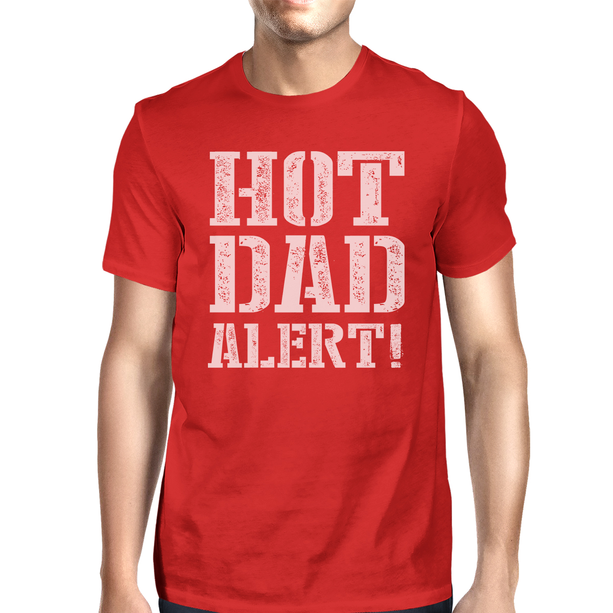 Hot Dad Alert Men's Red Short Sleeve Top Unique Design Found Neck ...