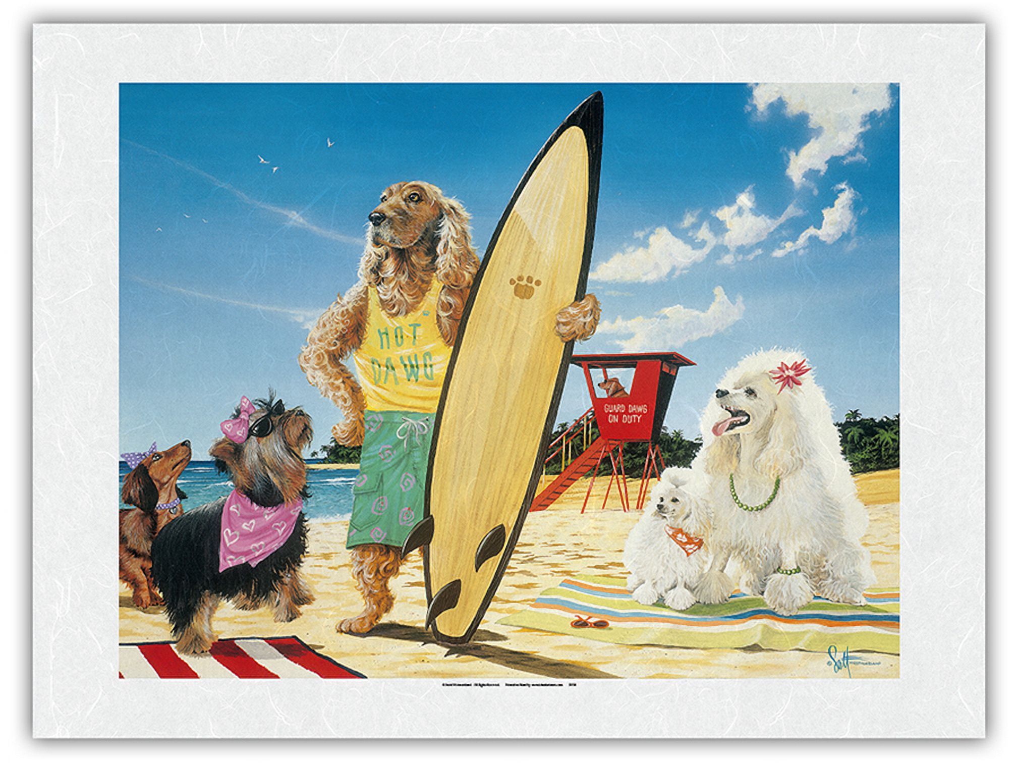 Hot Dawg - Surf Dogs - From an Original Color Painting by Scott ...