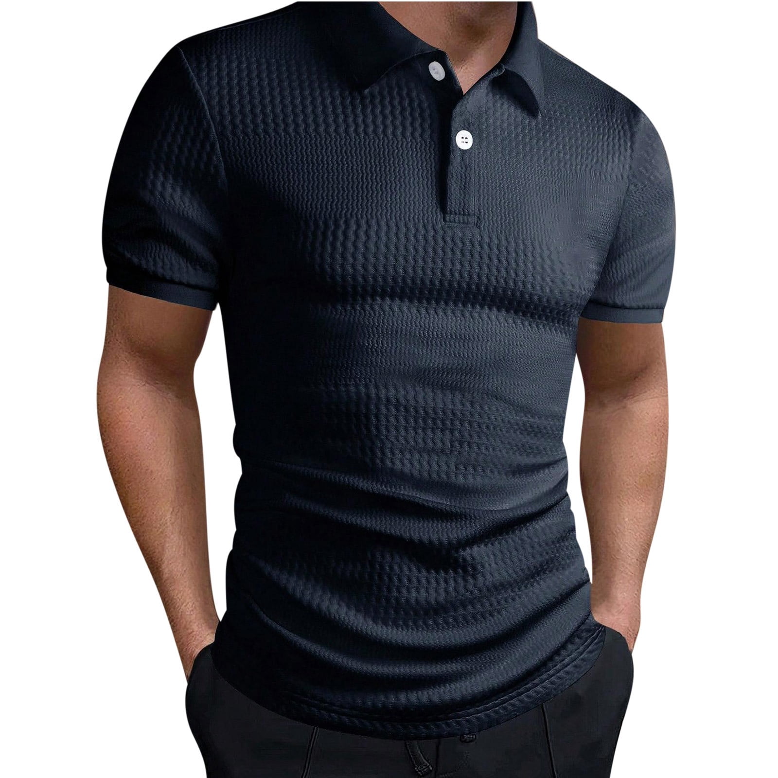 Hot Days, Bold Styles YLSDY Mens Textured Knit Button Collared Shirts ...
