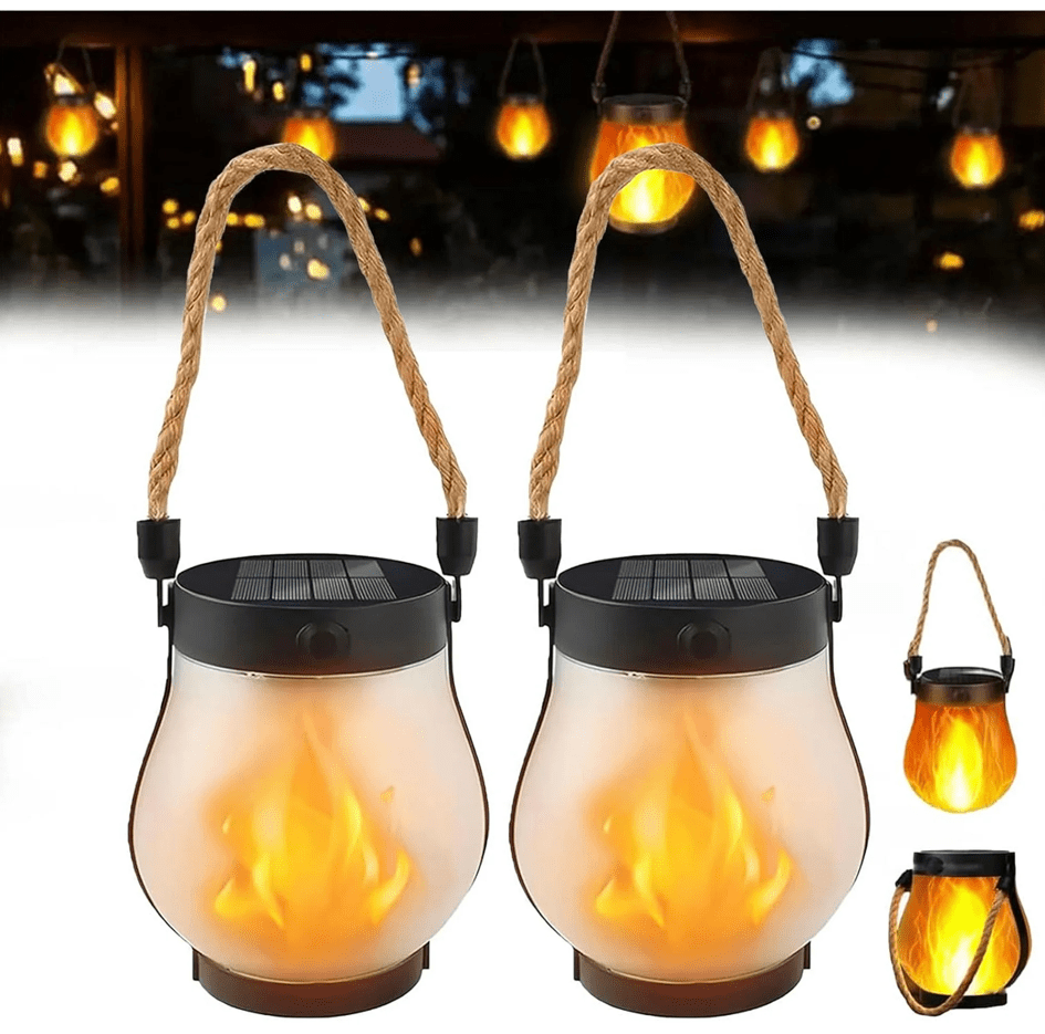Hot Deal! 2PC Outdoor Dancing Flame Solar Lantern Outdoor Lights ...