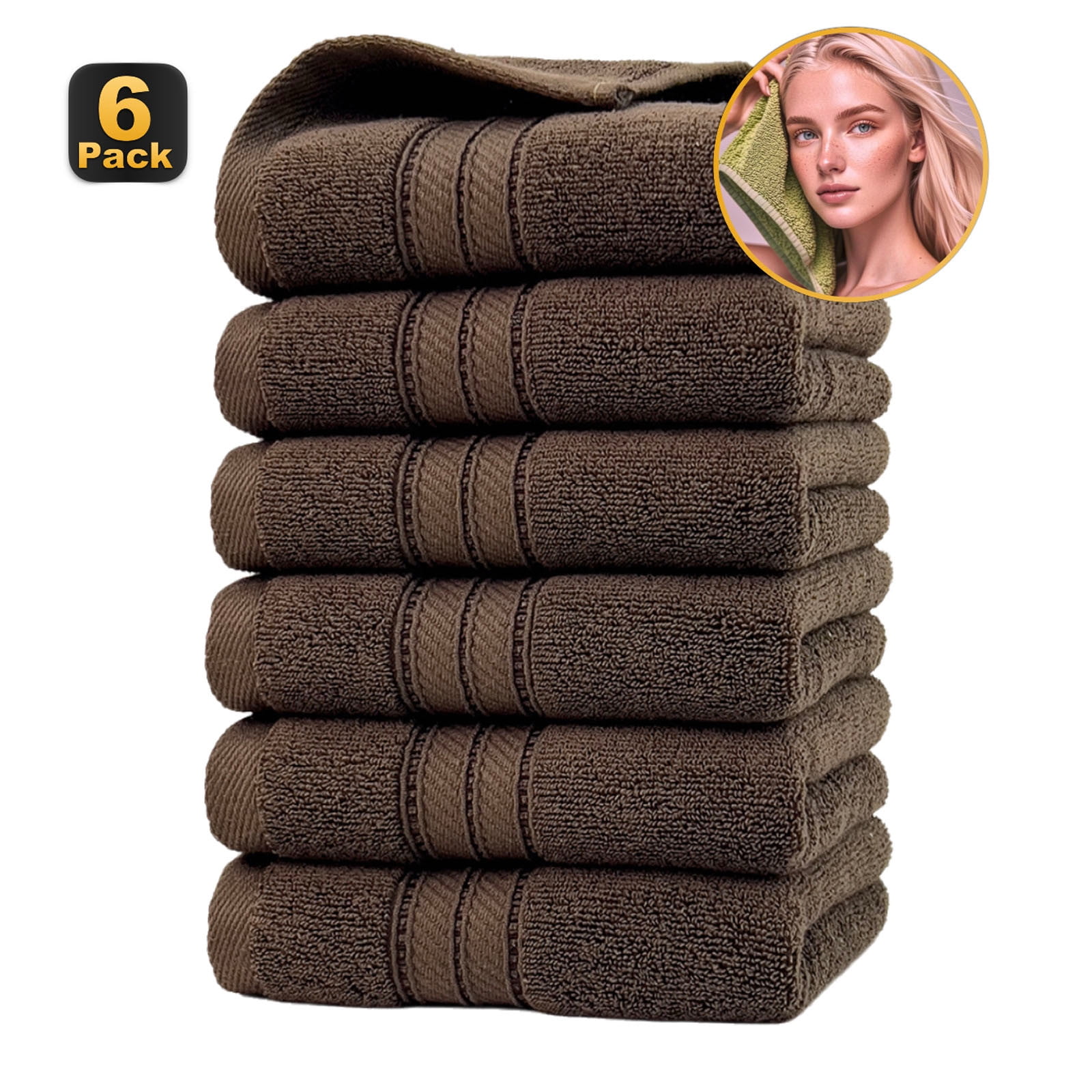 Hot Deal, 6-Pack Cotton Towels Set, Soft and Highly Absorbent 400GSM ...