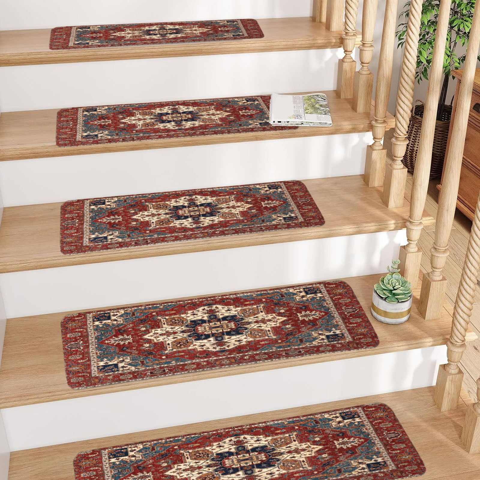 Hot Deal Alert, Wooden Step Avoid Slip Carpet, Stair Tread Mat for ...