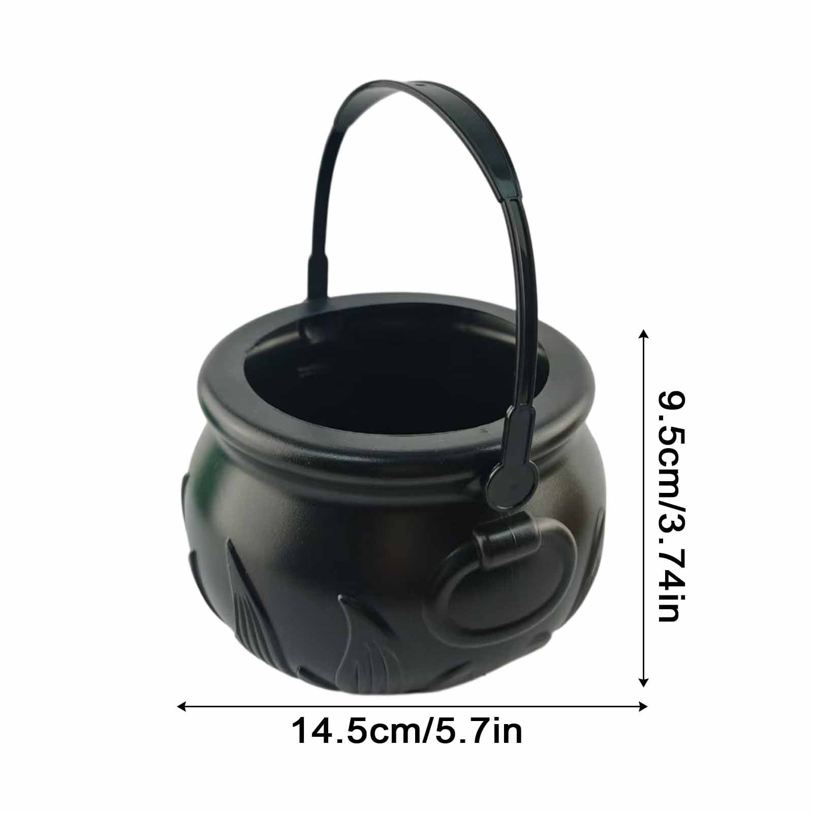 Hot Deal! Black Cauldron Halloween Decor Plastic Flame Bucket, Trick or ...