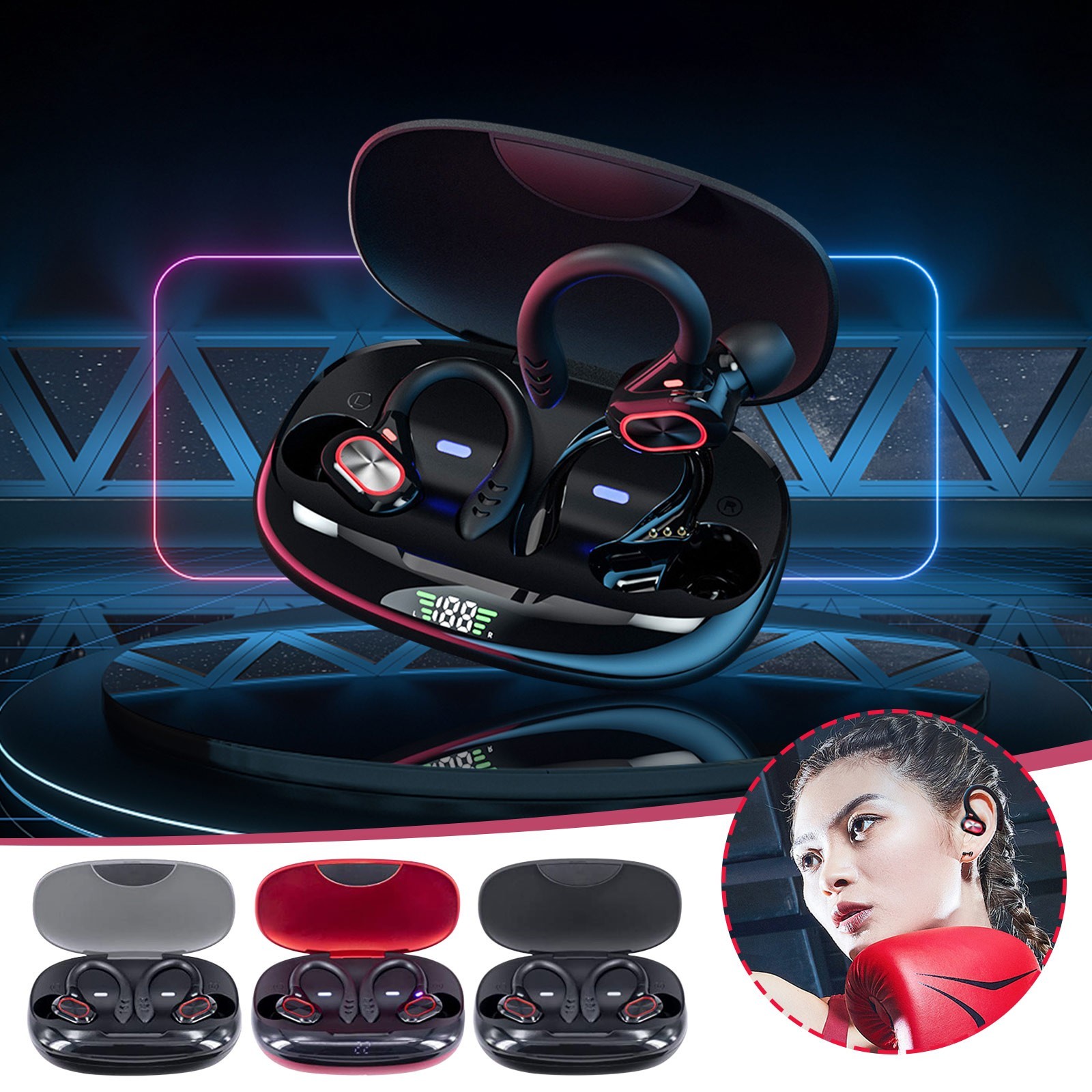 Hot Deal, Bluetooth Headset, Hanging-Ear Wireless, Sports Headset for ...