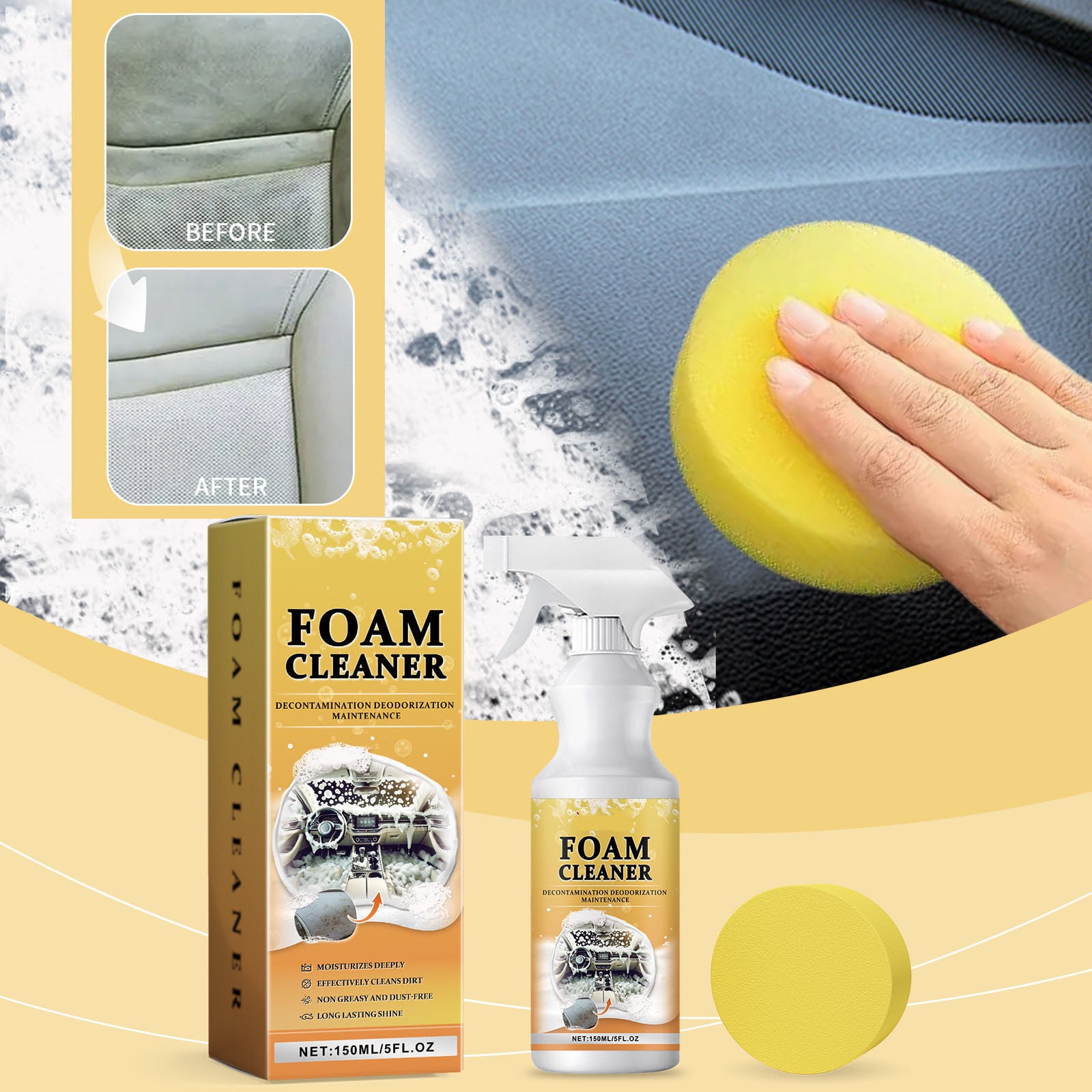 Hot Deal, Car Interior Foam Cleaner Multi-Purpose Foam Cleaner for Seats, Upholstery, and ...