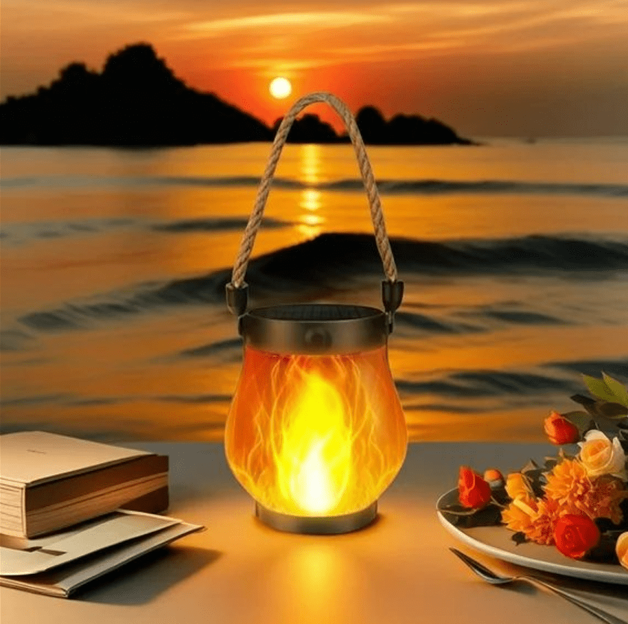 Hot Deal! Outdoor Dancing Flame Solar Lantern Outdoor Lights Flickering ...