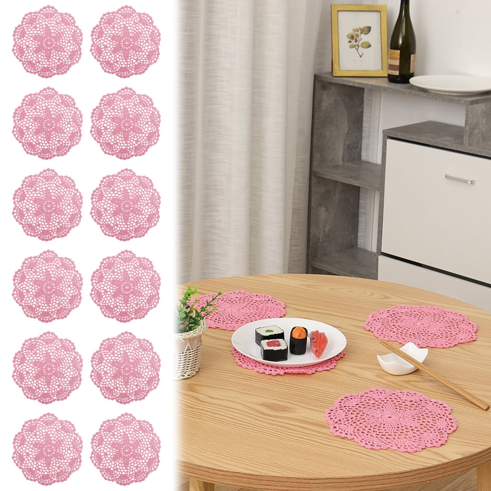 Hot Deal! Place Mat Clearance Miyuadkai, 12 Pc Hand Crocheted Doilies ...