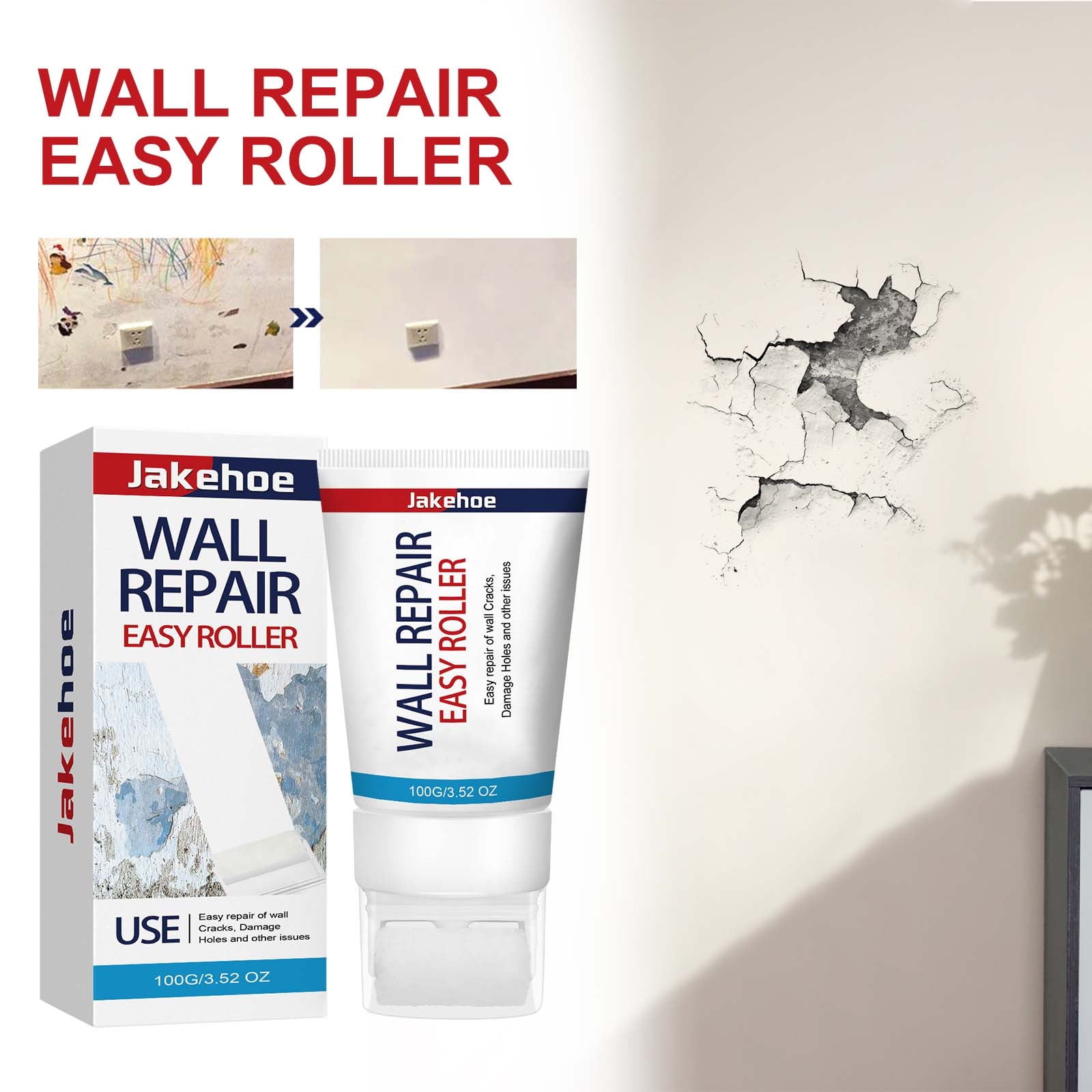 Hot Deal, Wall Repair Tool Kit, Roller Brush & Patch Paste, 100g Wall ...
