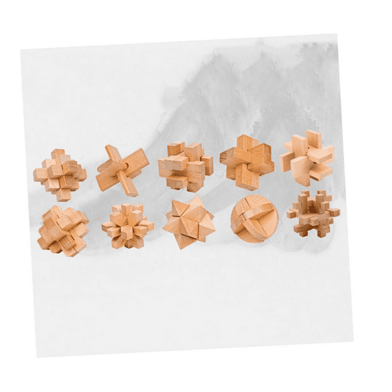 Hot Deal!Wooden Brain Teaser Puzzles Small 3D Wooden Puzzles Wood Block ...