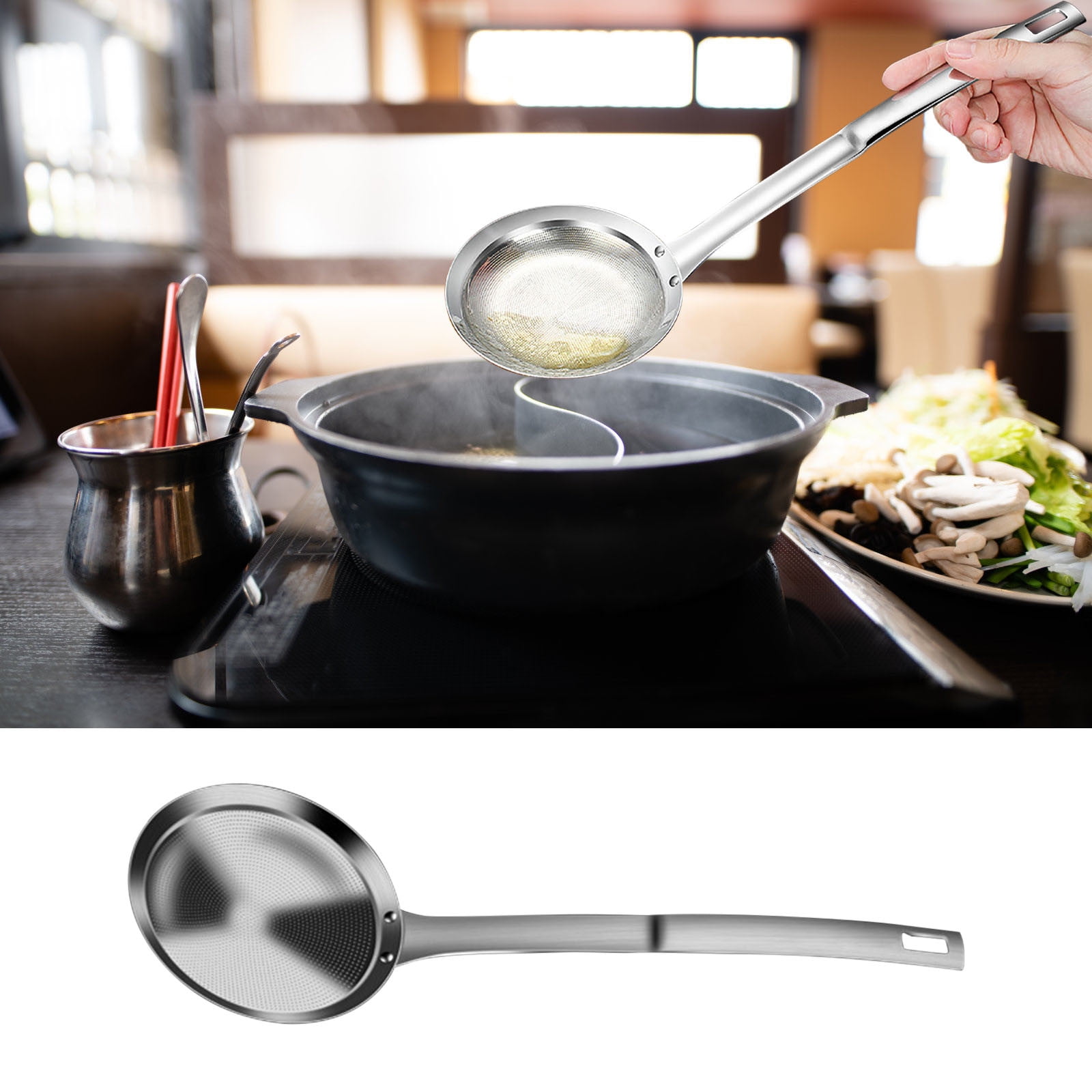 Hot Deals, Stainless Steel Oil Colander Spoon, Multifunctional Strainer ...