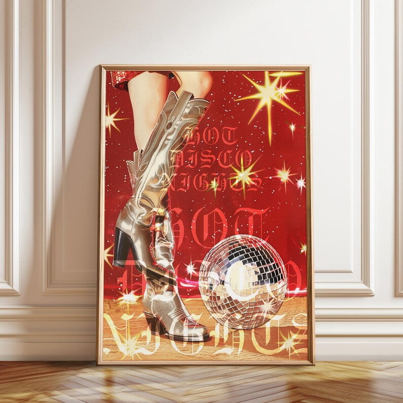 Hot Disco Nights Art Print – Glamorous Retro Party Wall Art Poster ...
