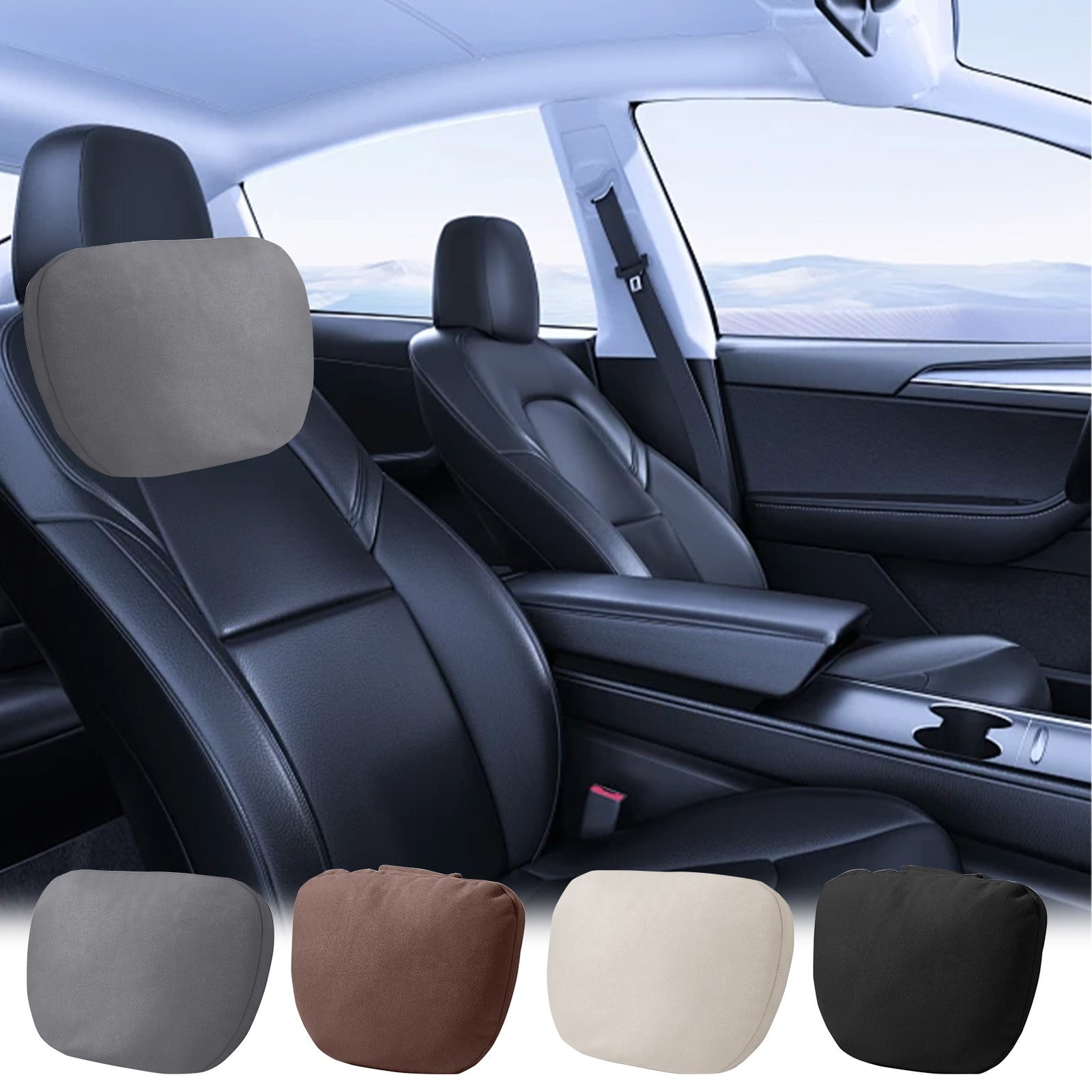 Hot Discounts, Car Headrest Suede Neck Support, Premium Comfort, Travel ...