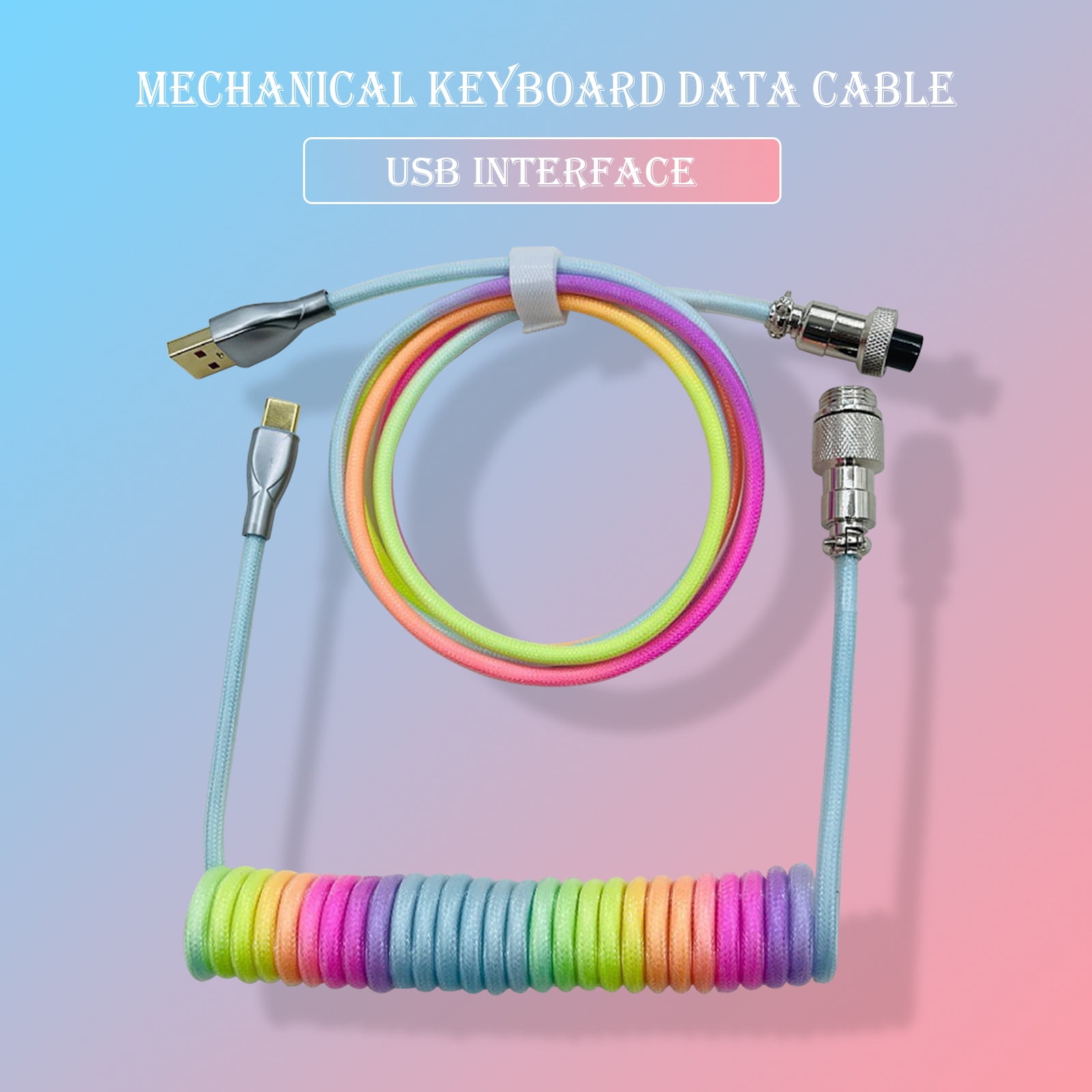 Hot Discounts,Coiled USB C Cable For Gaming Keyboard Double-Sleeved ...