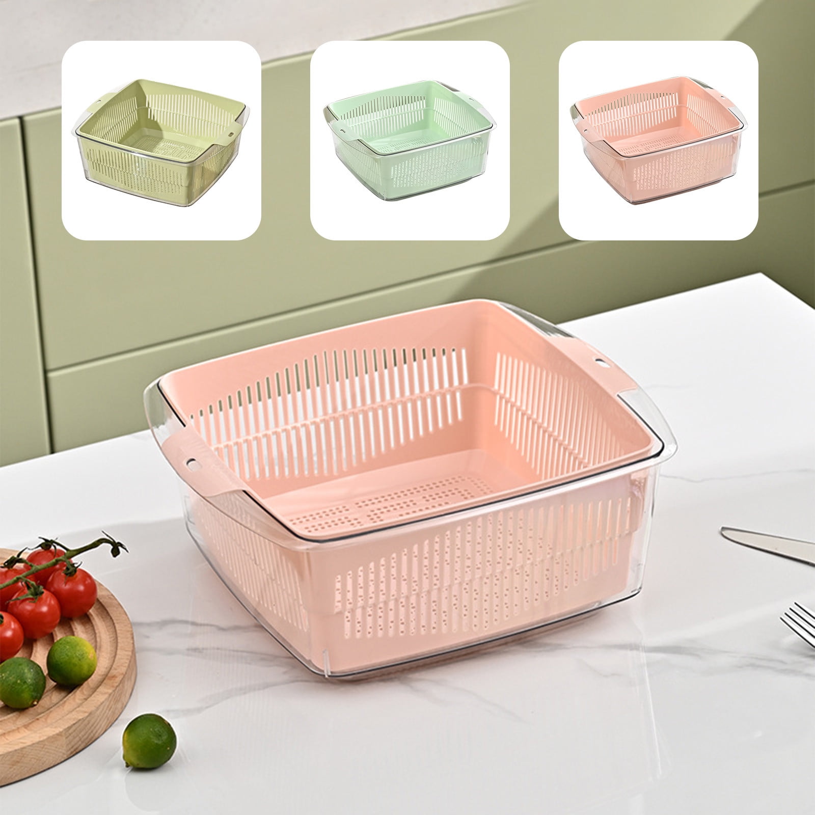 Washing Basket Strainer Soaking Bowl, Fruit Vegetable Multi-use Kitchen ...
