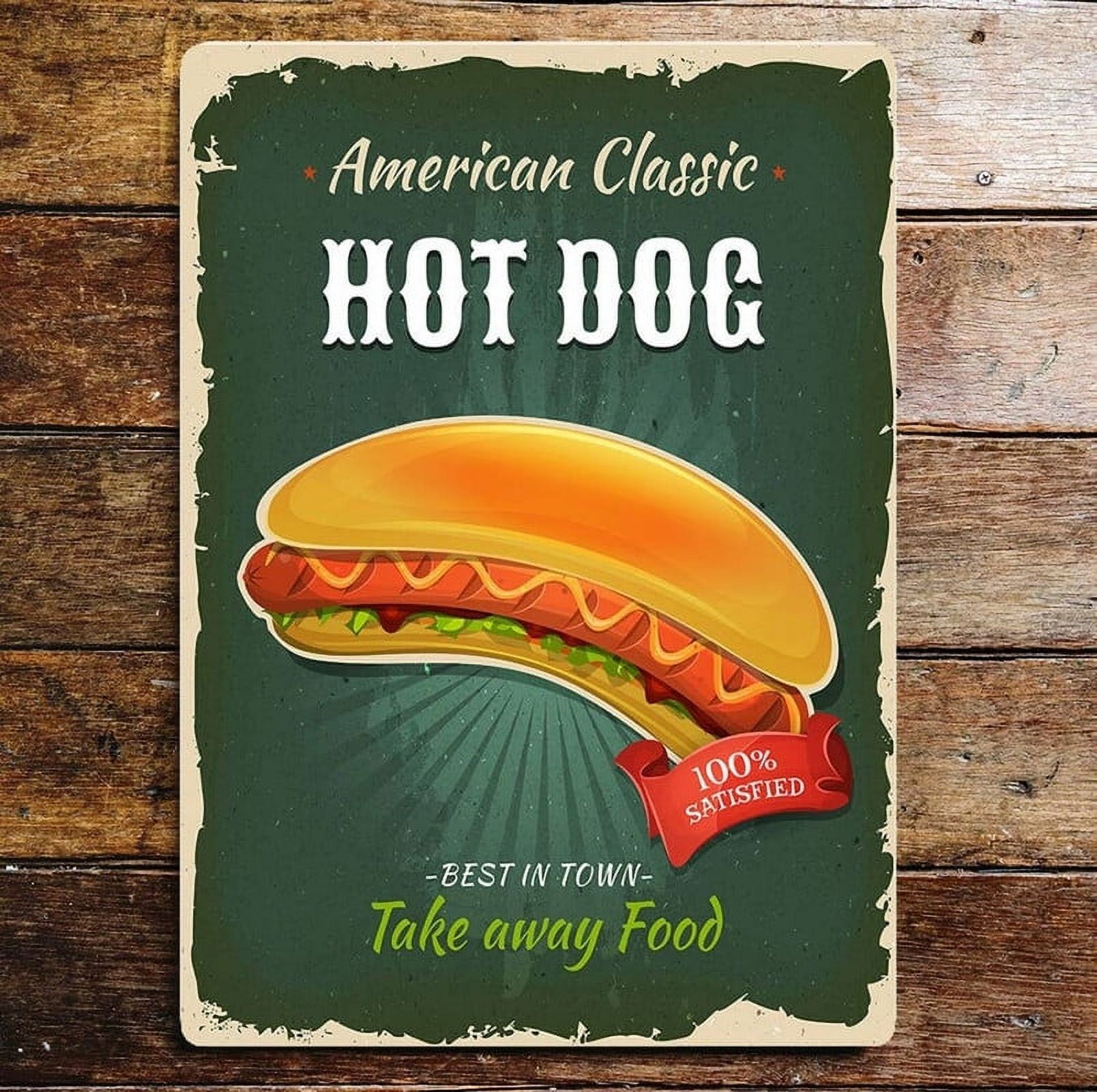 Hot Dog American Classic Take Away Food Metal Sign Plaque 12×8 Inch ...