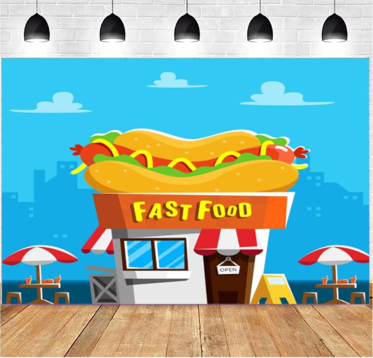 Hot Dog Backdrop Fast Food Restaurant Photography Backdrop Kids First ...