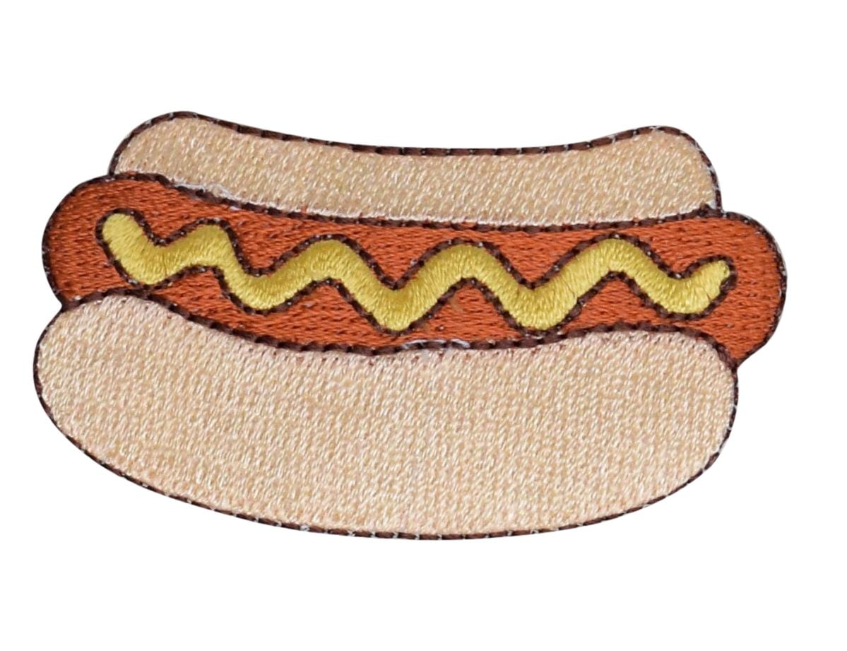 Hot Dog in Bun with Mustard Embroidered Applique Iron-on Patch for ...