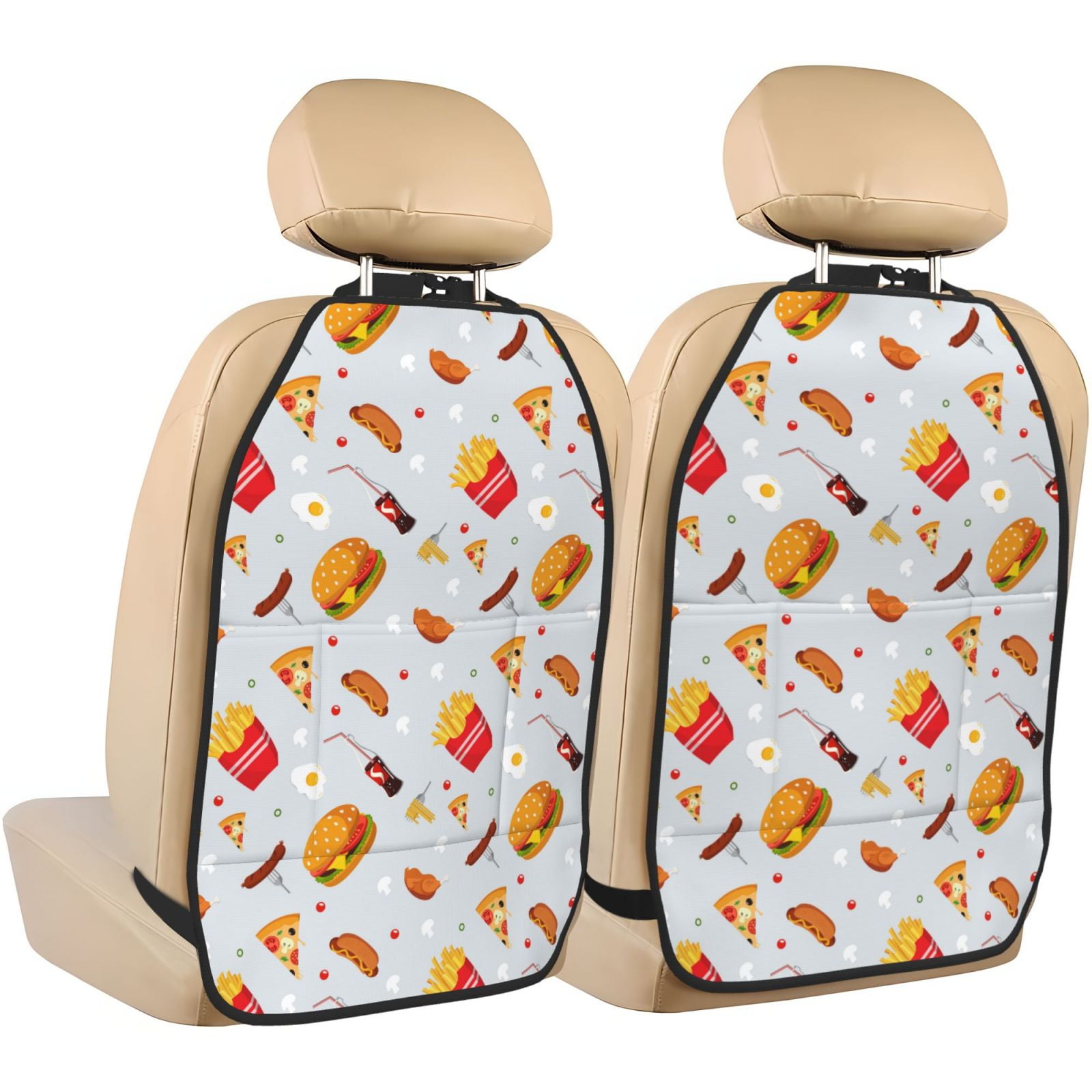 Hot Dog Coke Burger Pizza Backseat Car Organizer, 2 Pack Kick Mats Back ...