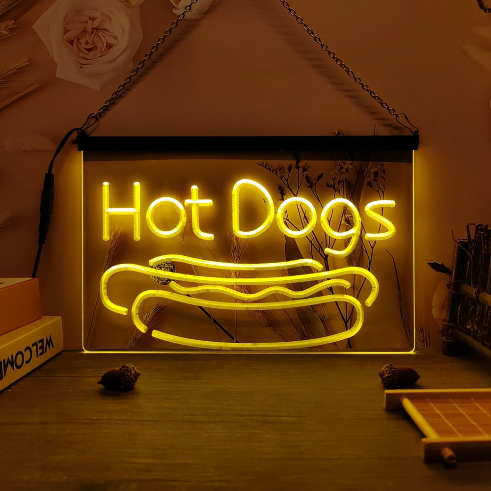 Hot Dog Dogs Cafe Lounge Lure Vintage LED Neon Sign-Posters,3DCarving ...