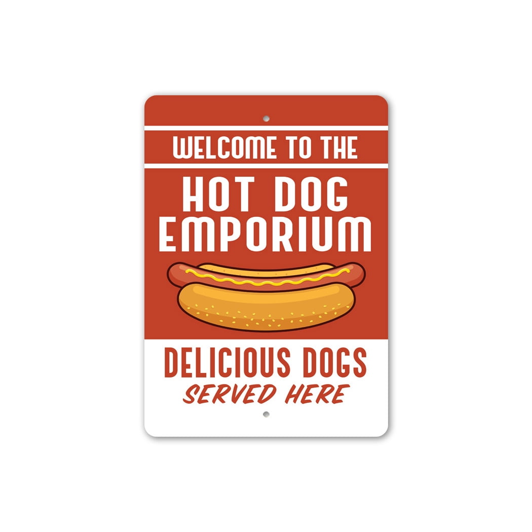 Hot Dog Emporium Aluminum Metal Decor Sign - 10x14 inches - Walmart.com