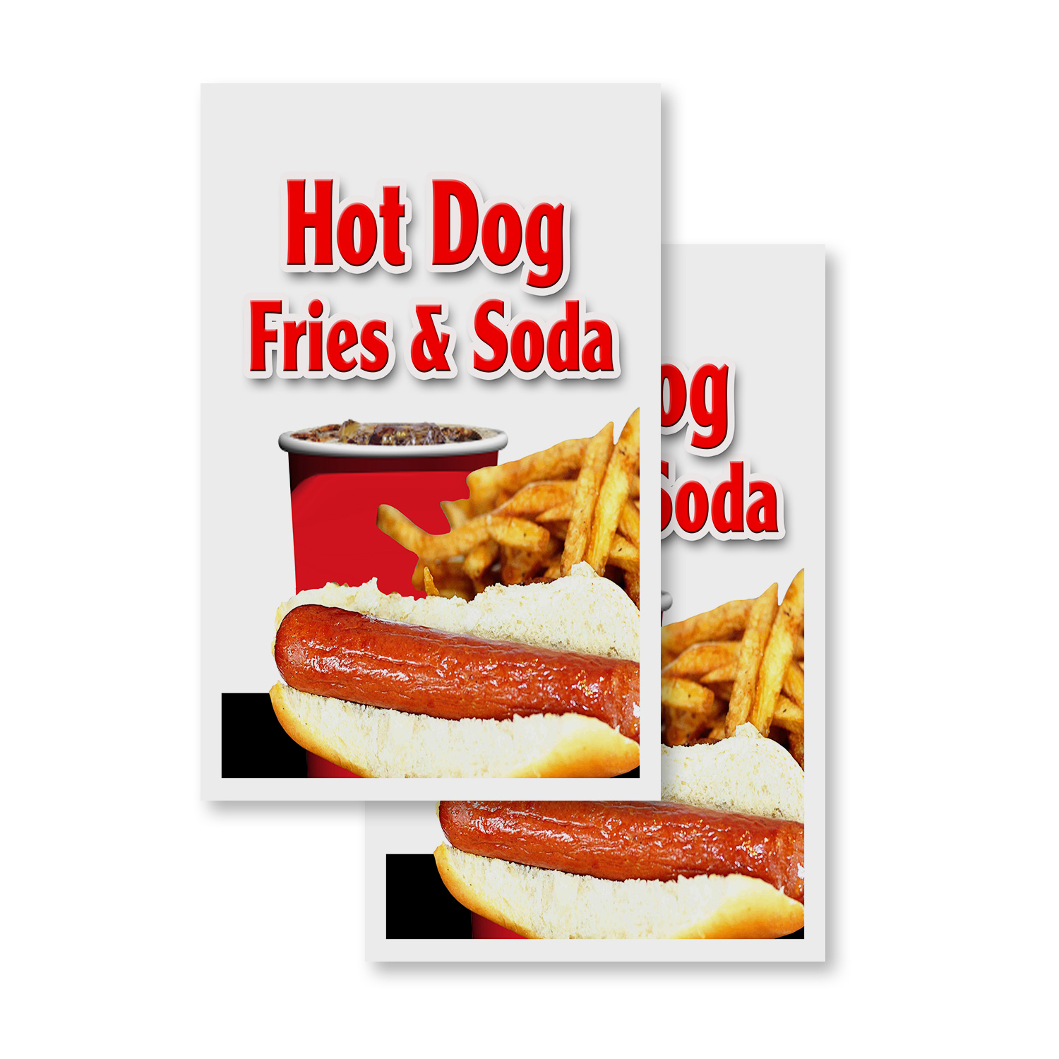 Hot Dog Fries & Soda (2-PACK) 24" x 36" Vinyl Decals | Sign Insert Peel ...