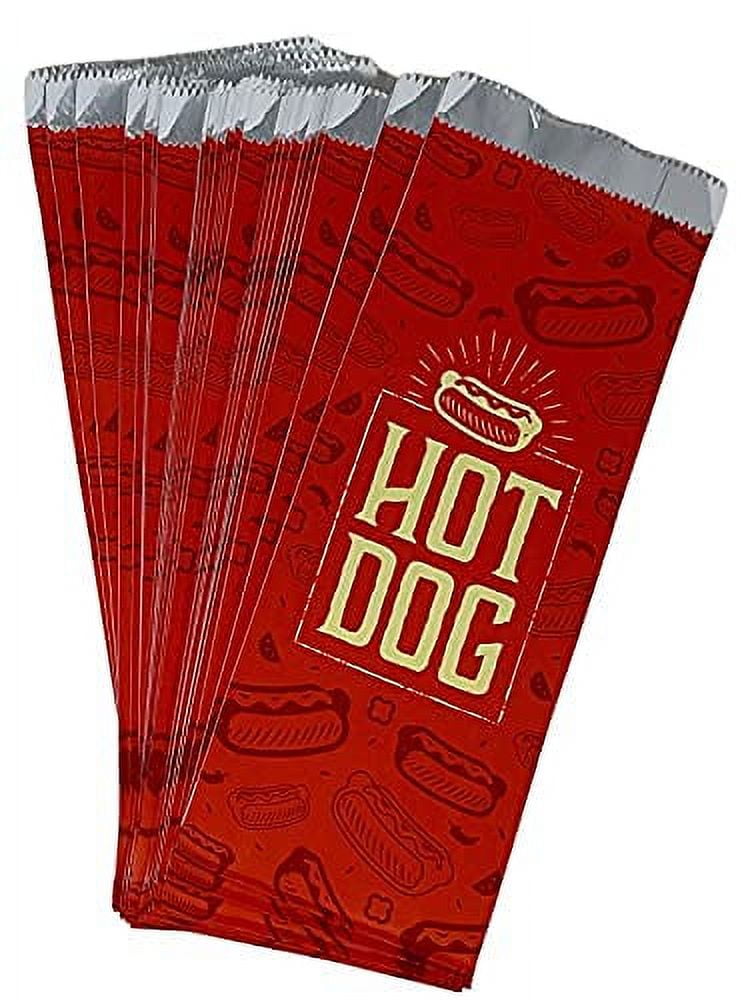 Grease Proof Foil Hot Dog Food Wrapper Bags (50) for Parties, Cookouts ...