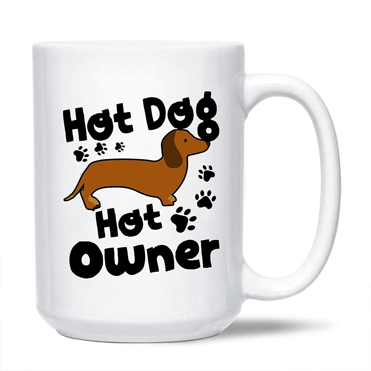 Hot Dog Hot Owner White Travel Coffee Cup, Dachshund Ceramic Mugs ...